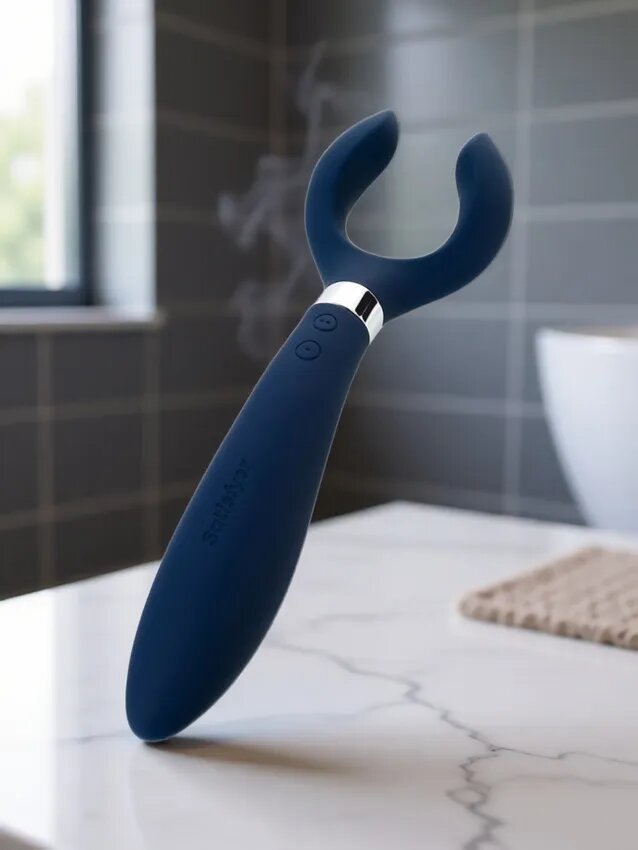 Синий вибромассажер для пар Satisfyer Partner Multifun 3, 12 режимов