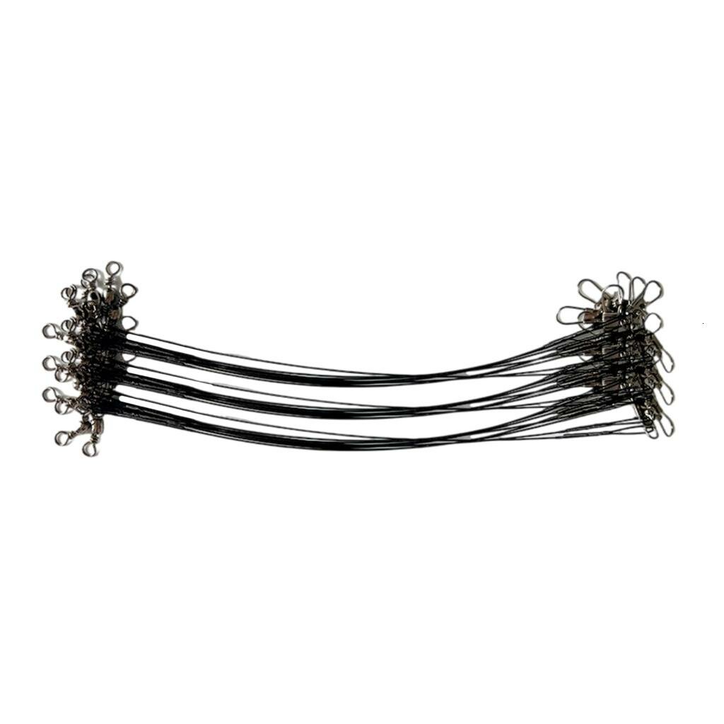 Стальные поводки для рыбалки с вертлюгами, 40 шт, Черный - 10cm