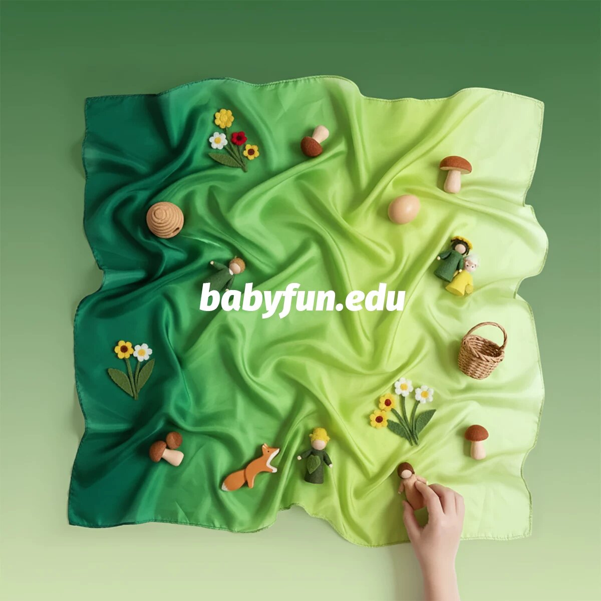 BABYFUN сенсорная тканевая картина для детей — сцена «Луг», 1м х 1м, творческий набор для комнаты, яркий аксессуар для