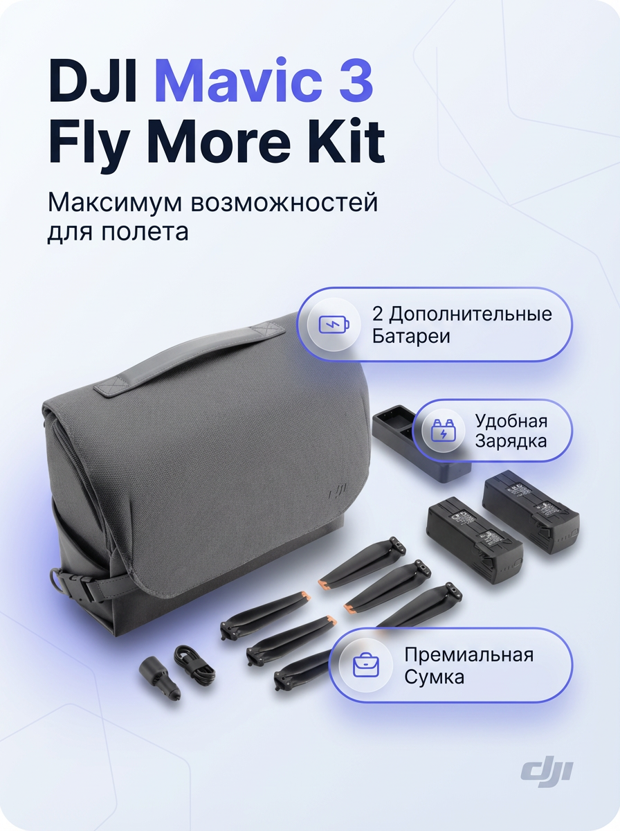 Комплект аксессуаров Б/У DJI Mavic 3 Fly More Kit с сумкой (Shoulder Bag)(СЗУ, АЗУ, 2 батареи, 3 пропеллера, сумка)