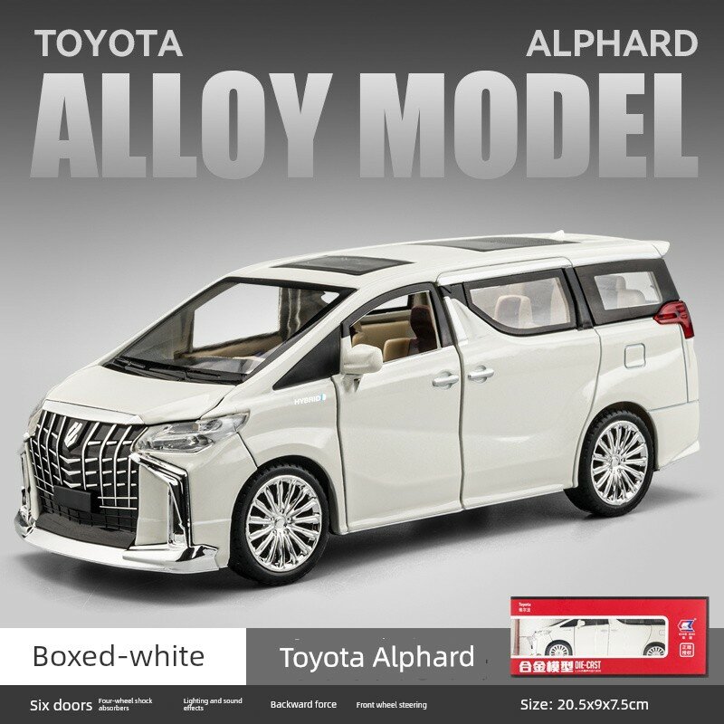 Масштабная модель Toyota Alphard 1:24 из сплава, белая, MPV бизнес-автомобильная модель коллекционеру для подарка