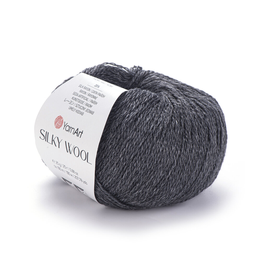 Пряжа для вязания YarnArt Silky wool 335 черно-серый 25 гр/190 м 65% мериношерсть, 35% шелк Rayon