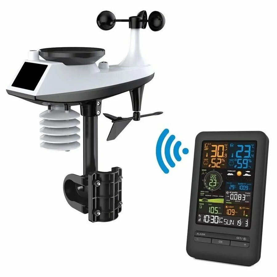 FJ3395TY Умная метеостанция для дома с WiFi и Bluetooth, приложением на телефон, прогнозом погоды и цифровым часом