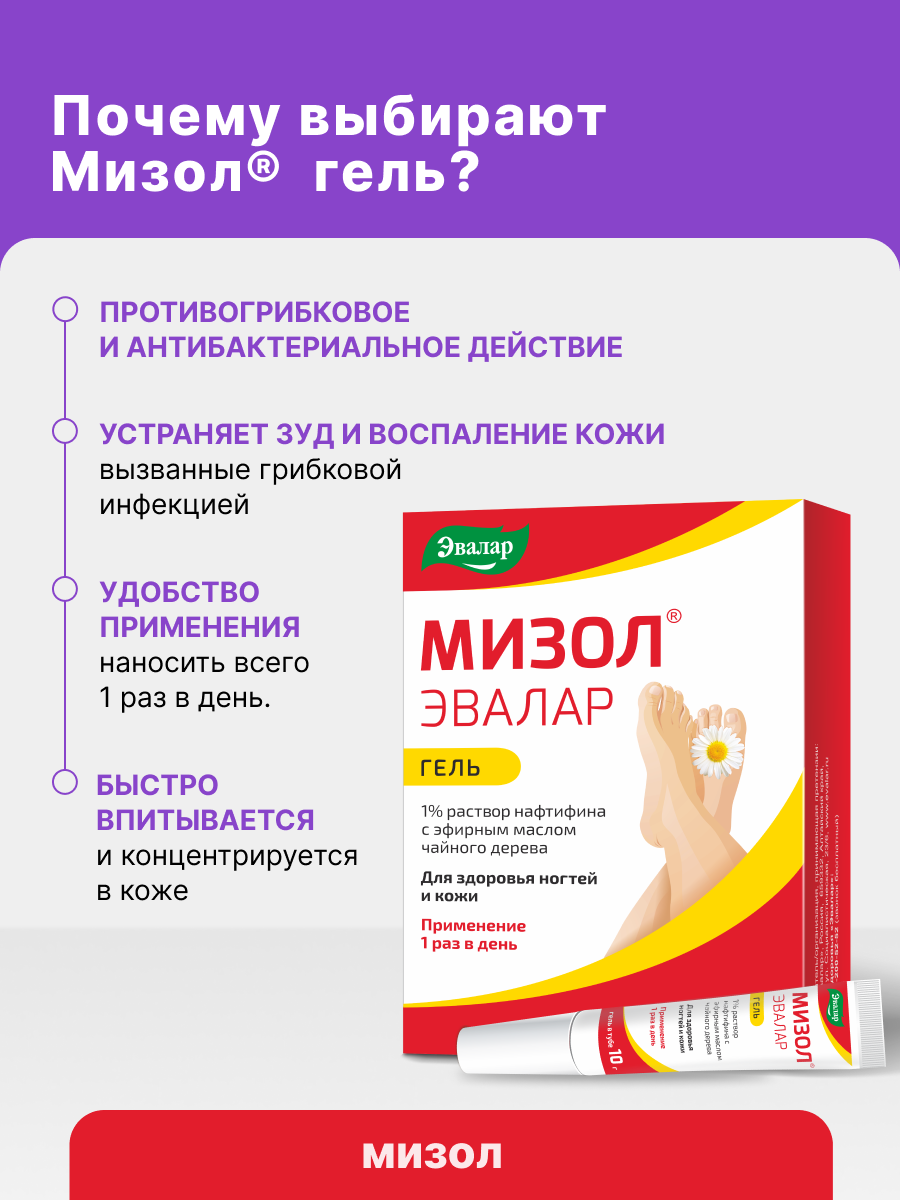 Гель антигрибковый «Мизол», 10 г, Эвалар — фото 1