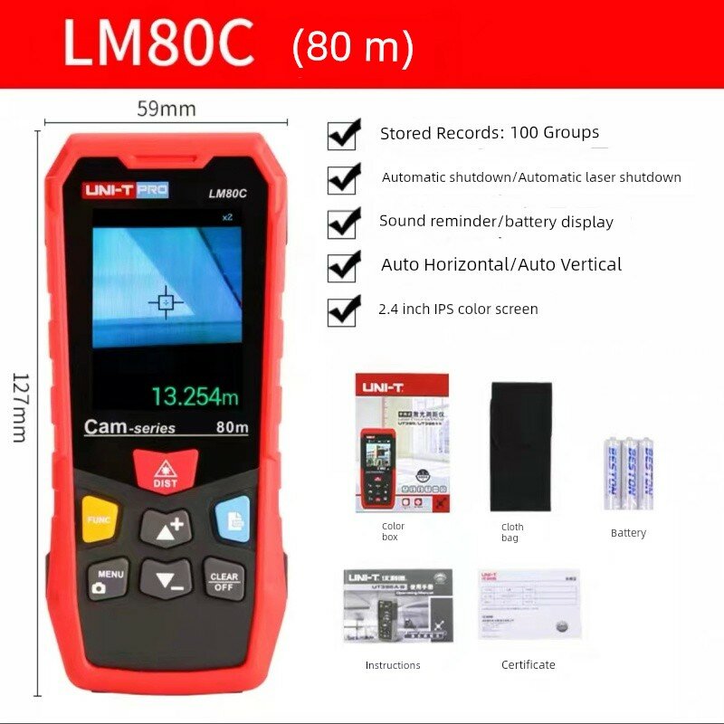 Uwell LM80C Лазерный дальномер с камерой 80 м USB-зарядка портативный инструмент для измерений на открытом воздухе