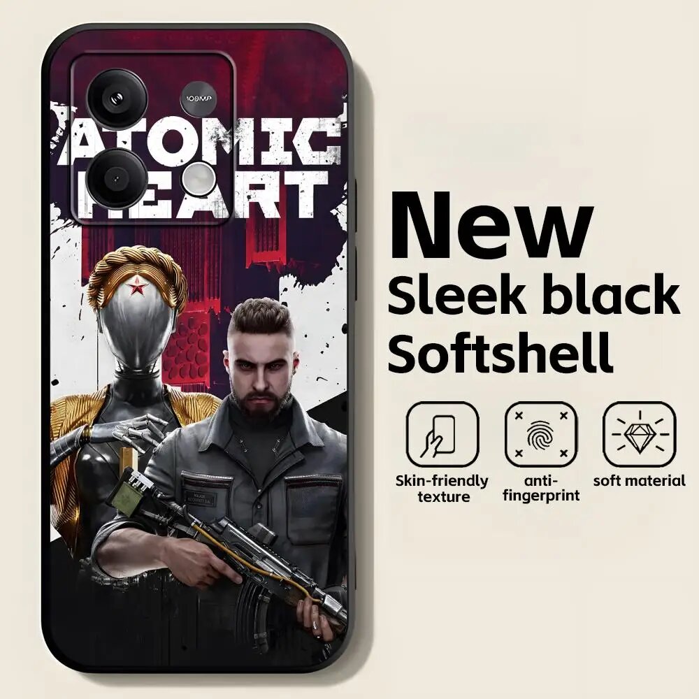 Чехол для телефона HOT GAME A-Atomic H-HeartS, мягкий черный чехол для Redmi Note11 12 13 14Pro Plus S 5G 14C A3