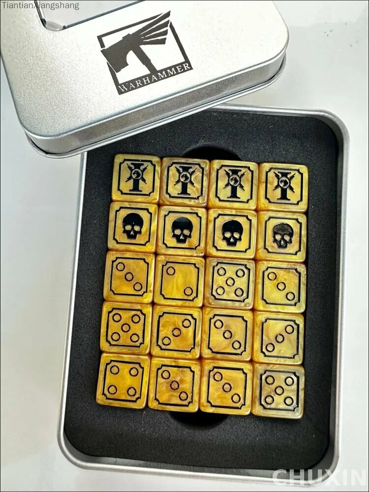 Эксклюзивный лимитированный набор из 20 игральных костей для Warhammer 40K Адептус Кустодес, включая кости восьмого издания