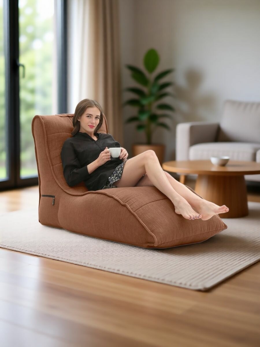 Мягкое кресло-лежак для отдыха дома aLounge - Avatar Sofa - Terra Cocta (шенилл, терракотовый) - современная бескаркасная мягкая мебель