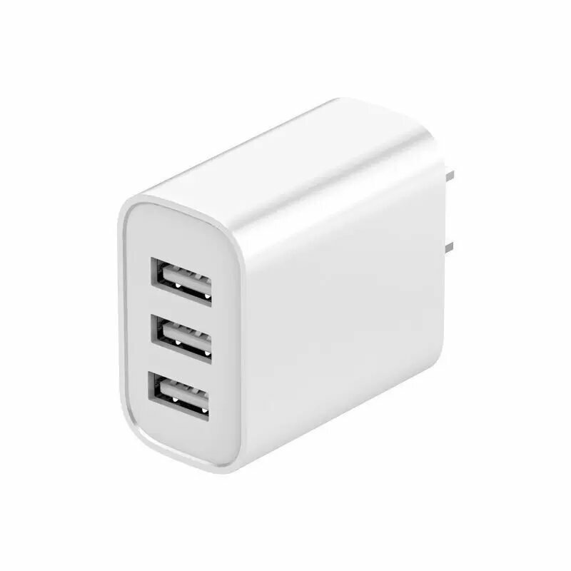 Тройной USB-порт быстрозарядный адаптер для iPhone, Samsung, Xiaomi, Oppo, Vivo — Белый, 3-летняя гарантия