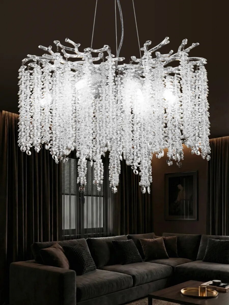Люстра потолочная подвесная хрустальная в спальню для зала