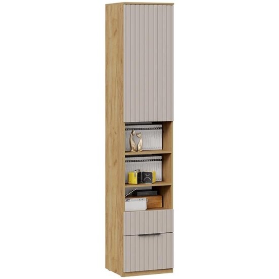 Шкаф комбинированный Трия Хилтон с 1 дверью (2 ящика) Исп.2 (Дуб Крафт золотой/Мокко матовый)