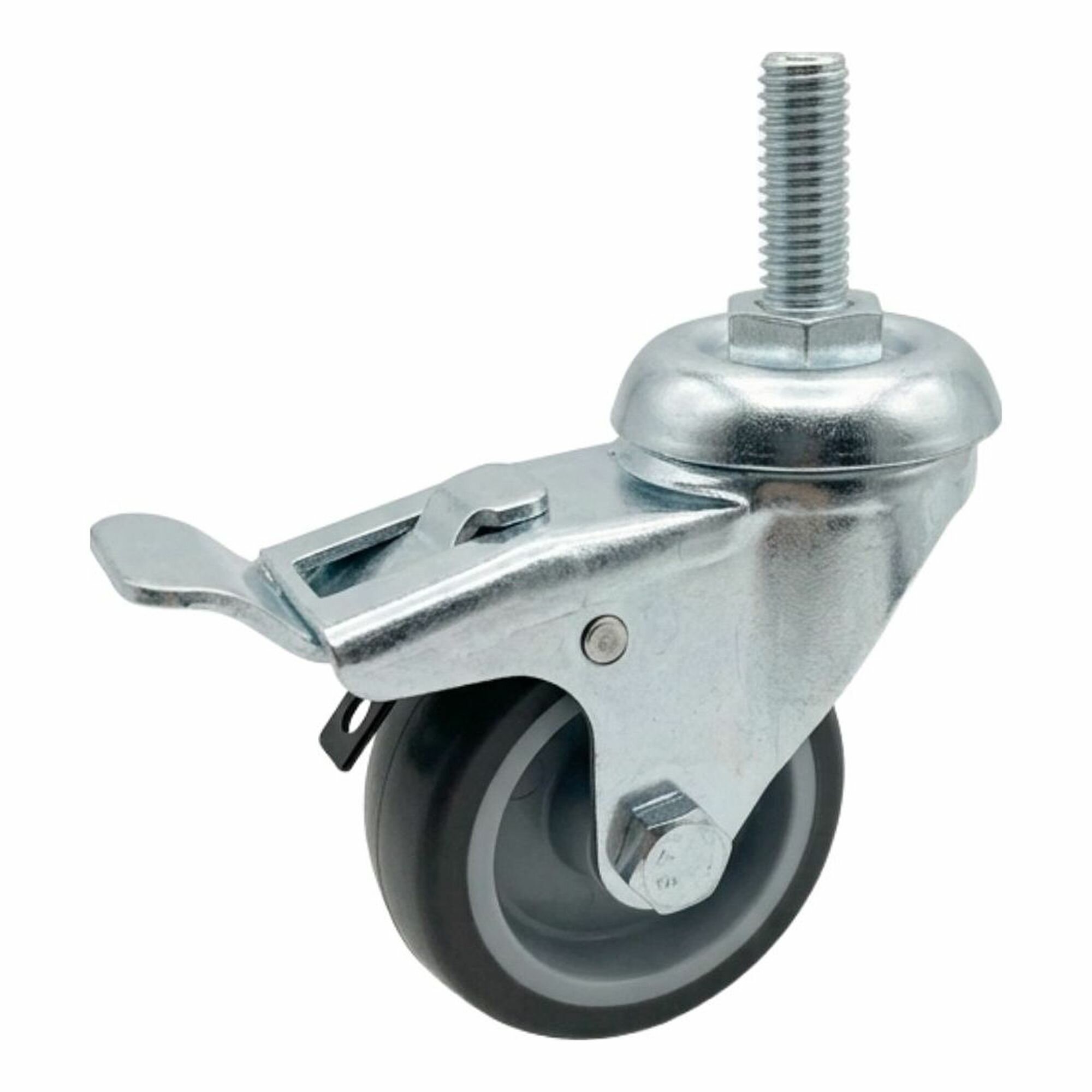 Колесо для мебели поворотное с тормозом Стелла-техник 3807-50, штырь М10, d 50 мм