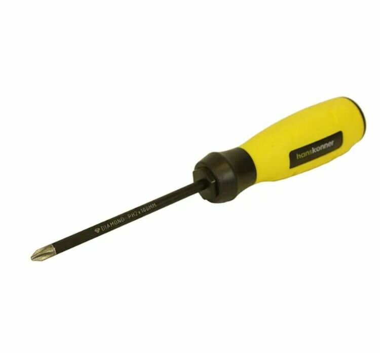 Отвёртка крестовая Hanskonner 2x100 алмазн. Наконеч, твердость 59 HRC, S2, HK1040-16-PH2-100