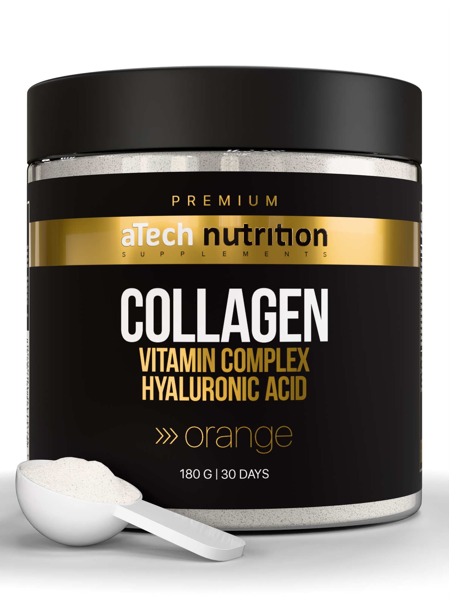 Коллаген aTech Nutrition Premium с витаминами группы В, гиалуроновой кислотой и витамином С 180 г вкус Апельсин