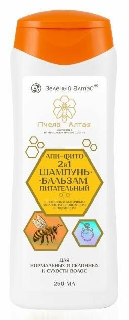 Шампунь-бальзам Зеленый Алтай Апи-фито питательный 250 мл, на основе продуктов пчеловодства