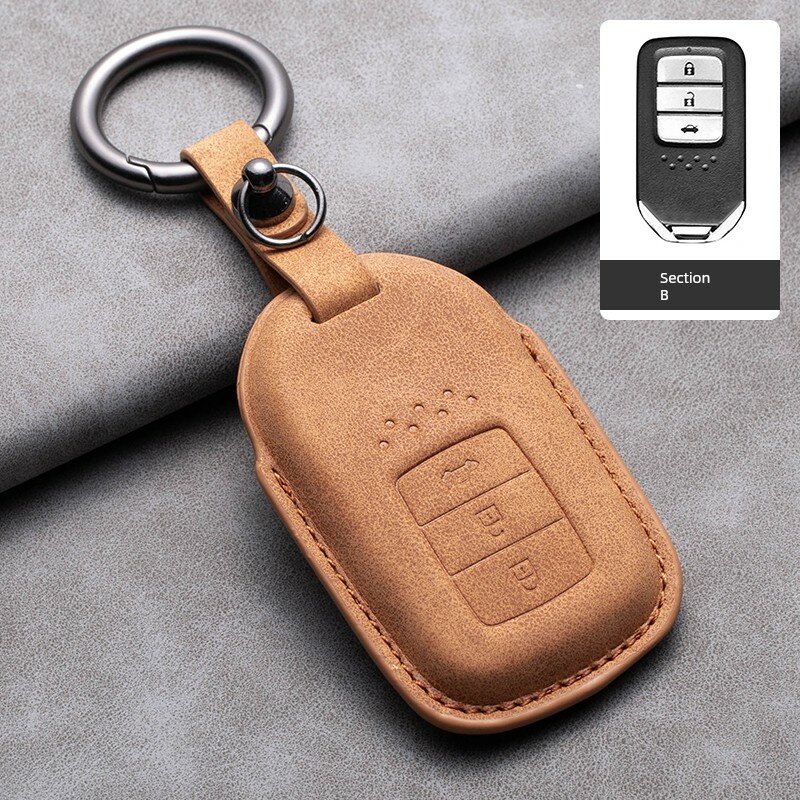 Ключевой чехол Honda в апельсиновом цвете клена с круглой застежкой, стиль B, 3-кнопочный дизайн для Honda Civic,