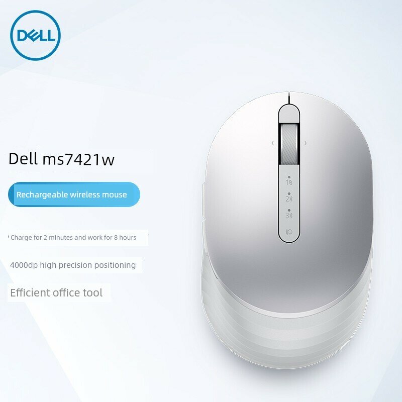 Белая беспроводная заряжаемая мышь Dell MS7421W 2.4G Bluetooth для офиса