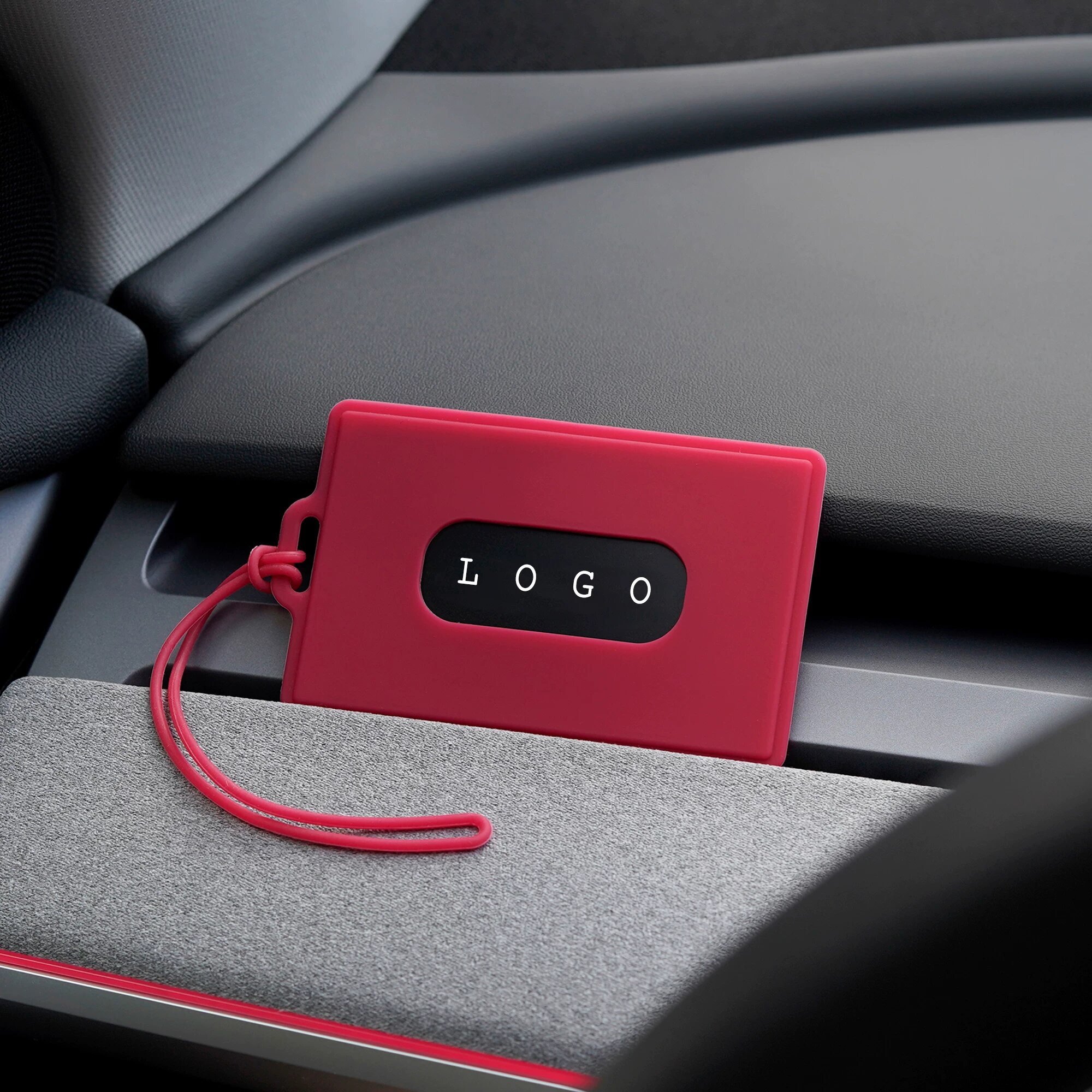 Кейс для карт и ключей автомобиля совместимый с Tesla Model 3, Li Auto S7, NIO ES7, Zeekr, XPeng Y7 — Красный