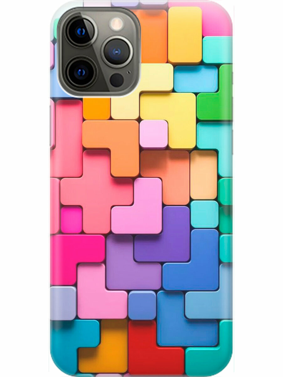 Силиконовый чехол на Apple iPhone 12 Pro Max / Эпл Айфон 12 Про Макс с рисунком "Паттерн из блоков"