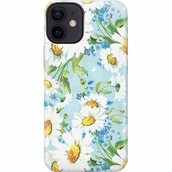 Силиконовый чехол на Apple iPhone 12 Mini / Эпл Айфон 12 мини с рисунком "Поле ромашек"