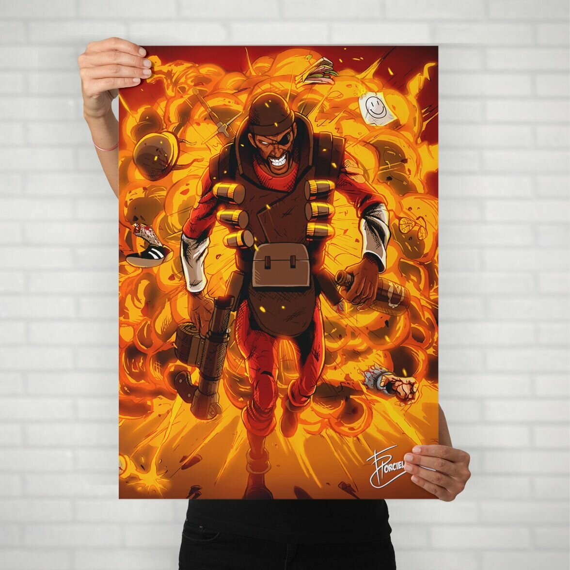 Плакат на стену для интерьера Team Fortress 2 (Подрывник 5) - Постер по игре формата А2 (42x60 см)