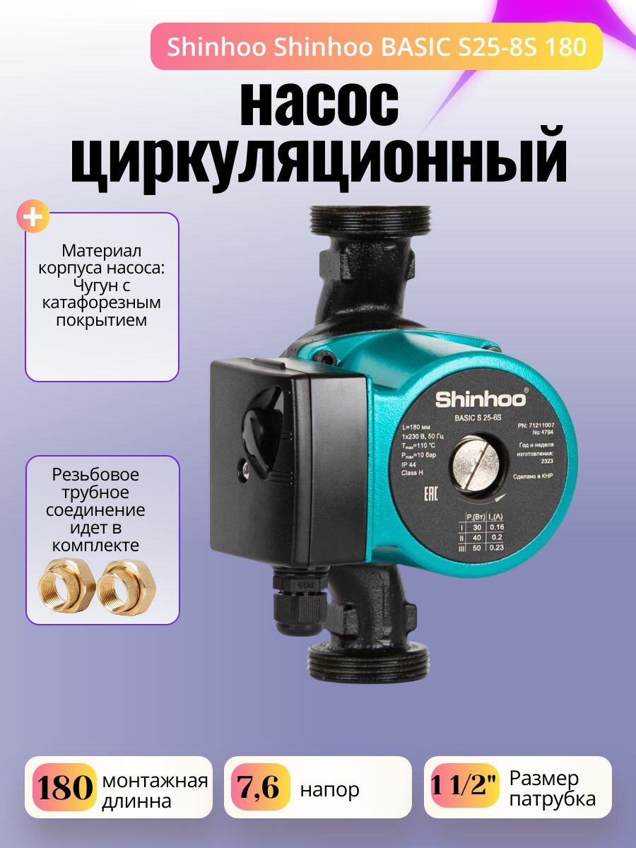 Насос циркуляционный BASIC S 25-8S 180 1x230V