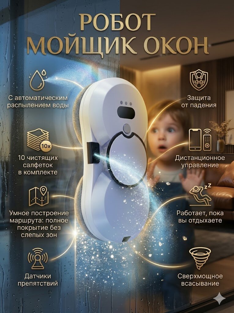 Робот мойщик окон с распылением; Робот мойщик окон мощный, стеклоочиститель для окон и стекол техника для дома я