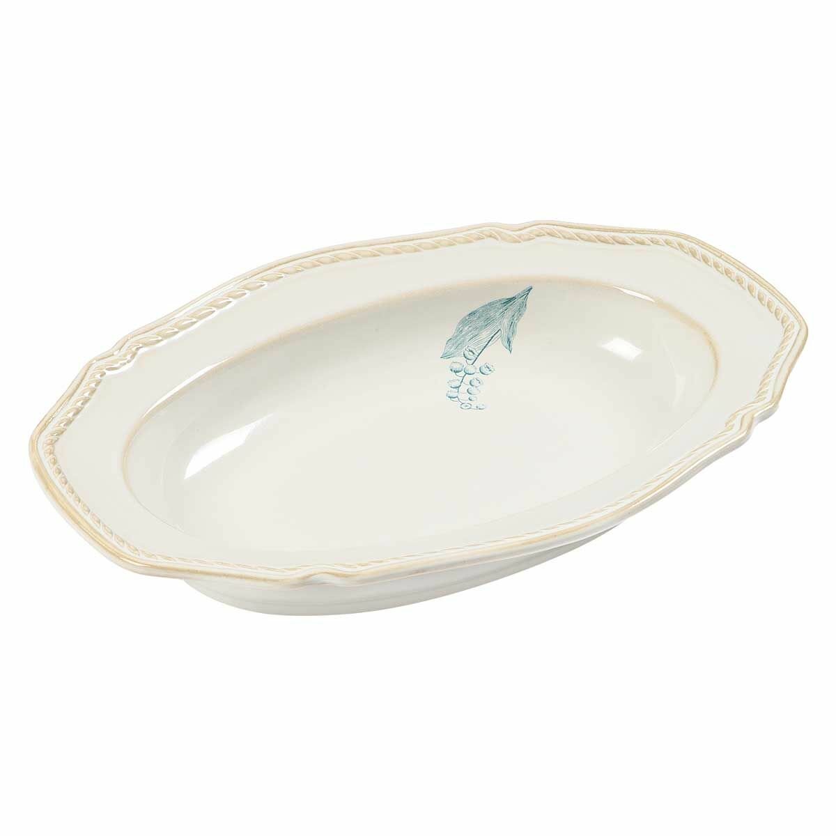 Блюдо сервировочное овальное глубокое фарфоровое HOME CHEF коллекция Винтаж/Vintage, 25,5 см, 450 мл, кремовое