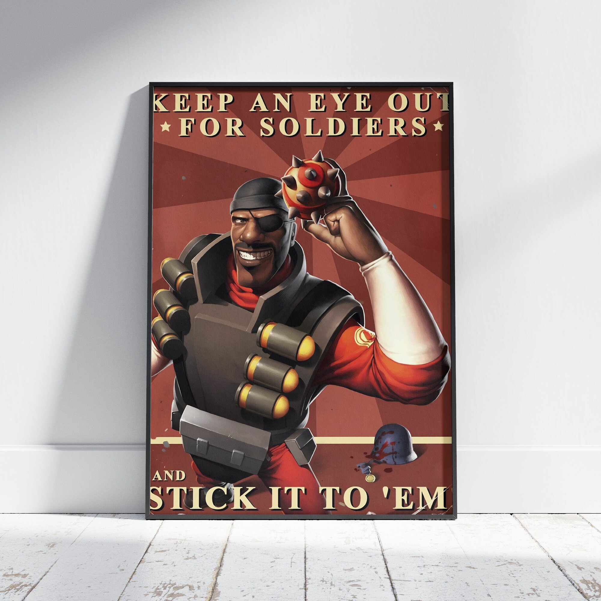 Плакат на стену для интерьера Team Fortress 2 (Подрывник 2) - Постер по игре формата А3 (30x42 см)