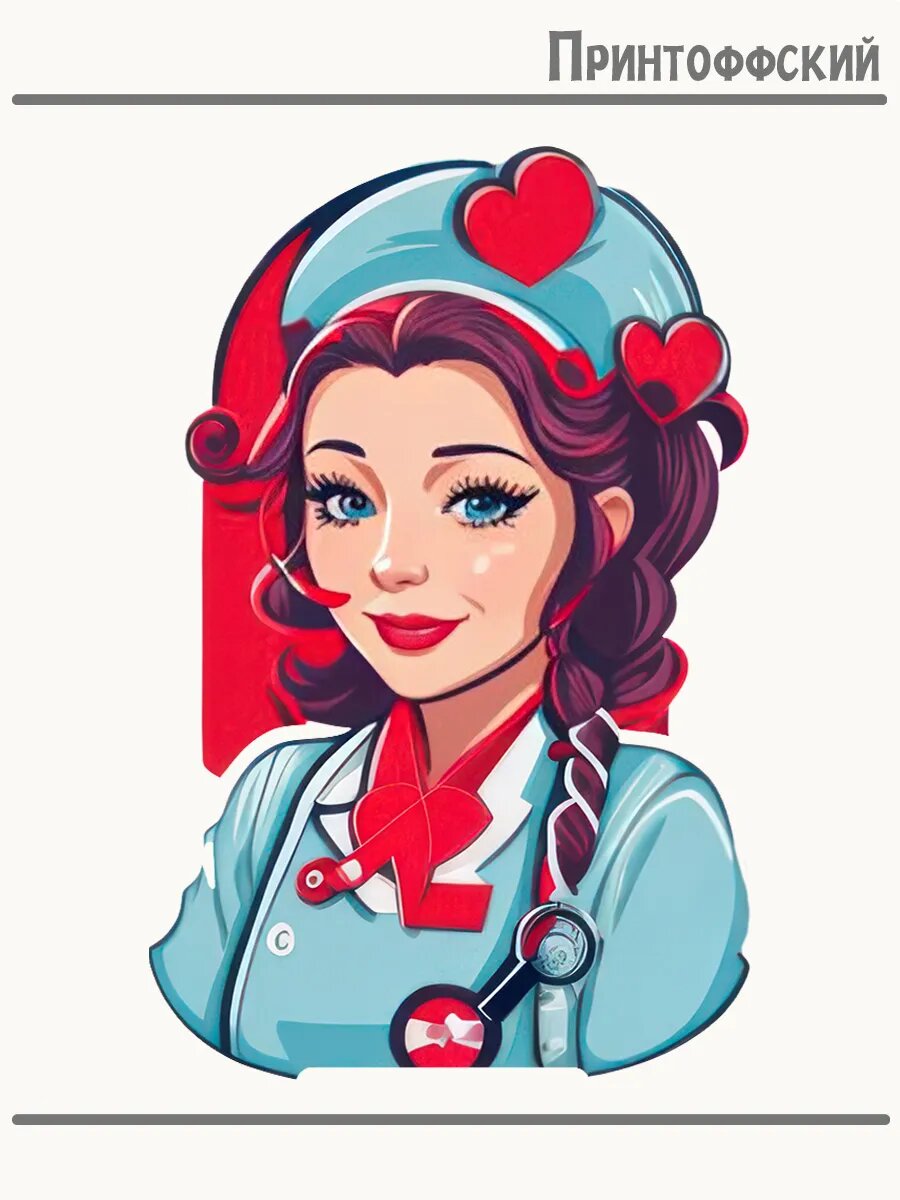 Термонаклейка для одежды и аксессуаров DTF-печать девушка врач доктор работа