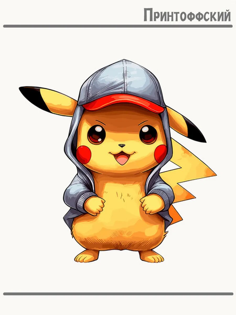 Термонаклейка для одежды и аксессуаров DTF-печать покемон пикачу pokemon