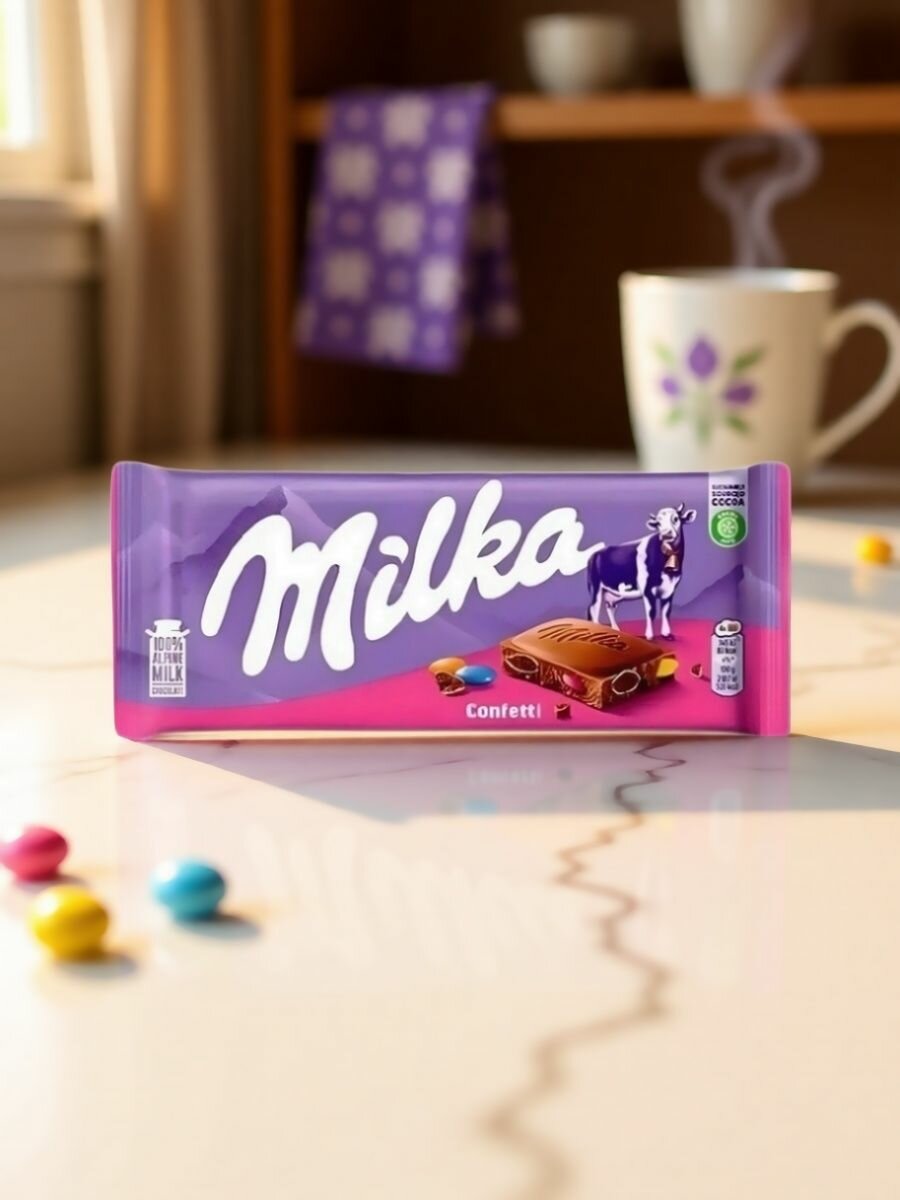Шоколадная плитка Milka Confetti Милка молочный шоколад с разноцветными драже, 90 гр. (Швейцария)
