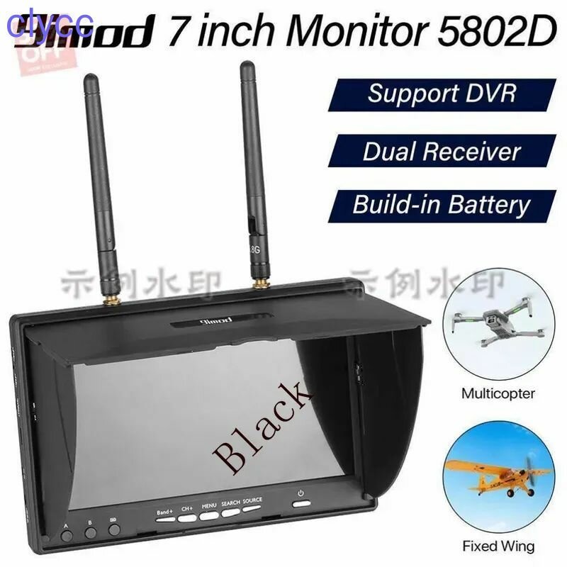 7-дюймовый ЖК монитор-приёмник LCD5802D 5.8G DVR 40CH 800x480 — запись видео, два входа и лёгкий 2000mAh аккумулятор