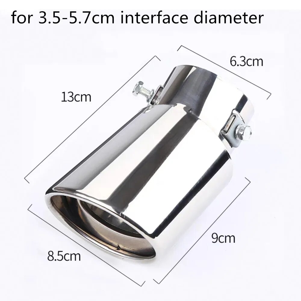 Хромированный глушитель для авто, 3.5-5.7см, Curved-Silver