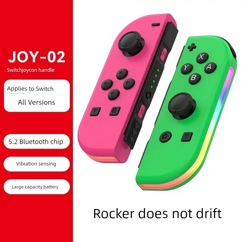 Контроллер Joy-Con для Nintendo Switch с RGB-подсветкой, Bluetooth 5.2 и тактильной обратной связью - Розово-зеленый
