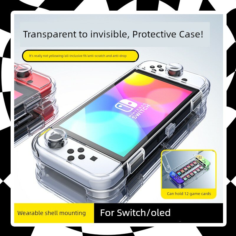 Прозрачный защитный чехол для Nintendo Switch OLED с 12-слотом для игр - полный чехол для хранения