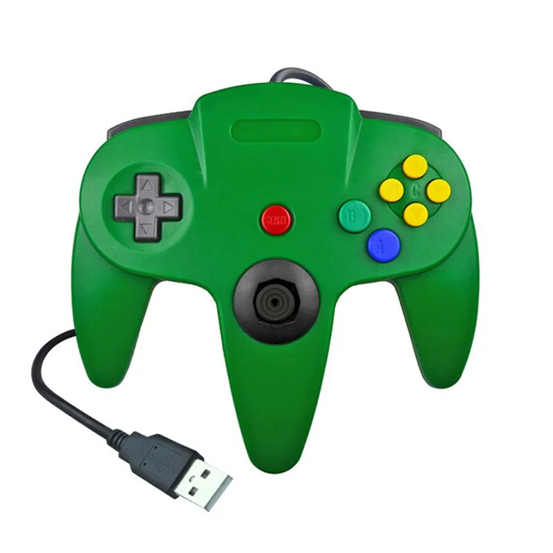 N64 USB Проводной Геймпад для ПК, Цвет Зеленый, Официальный Ретро Дизайн, Новая Версия