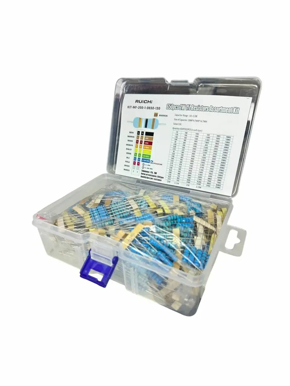 Набор резисторов KIT-MF-200-1-0650-130, 650 шт. 2 Вт 1%