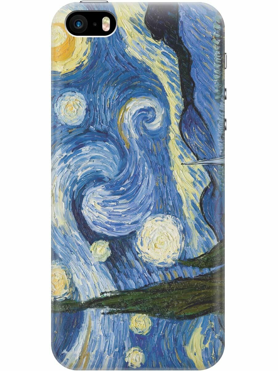Силиконовый чехол на Apple iPhone SE / 5s / 5 / Эпл Айфон 5 / 5с / СЕ с рисунком "Звездная ночь"