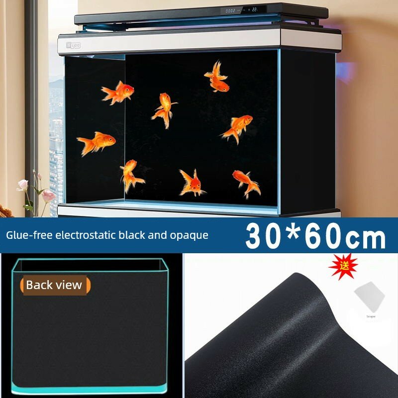 Черная статическая пленка для аквариума - 30x60 см, без клея, непрозрачная, для внешней стороны аквариума