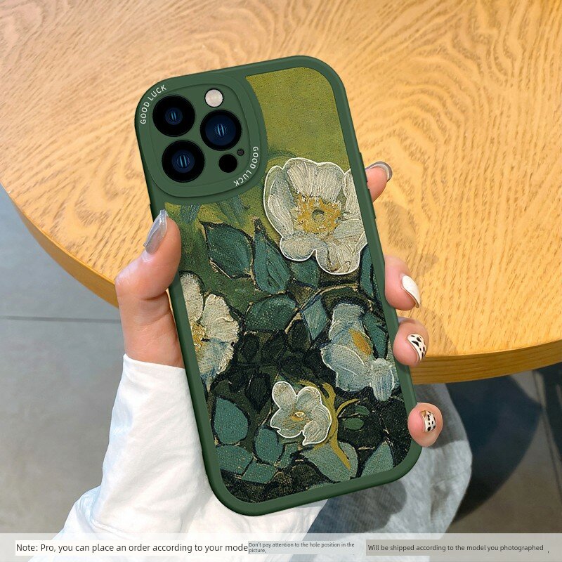 Силиконовый чехол для iPhone 15 с изумрудно-зеленым цветом и дикими розами, премиум-материал