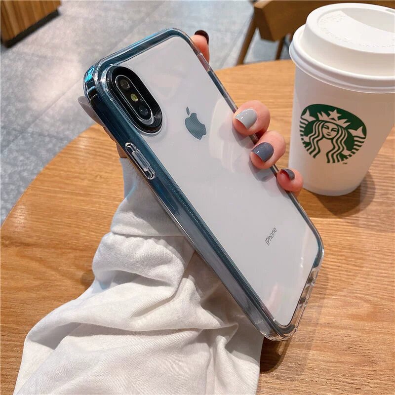 Прозрачный силиконовый чехол для iPhone 15 Pro - черный, защита от ударов и мягкий захват