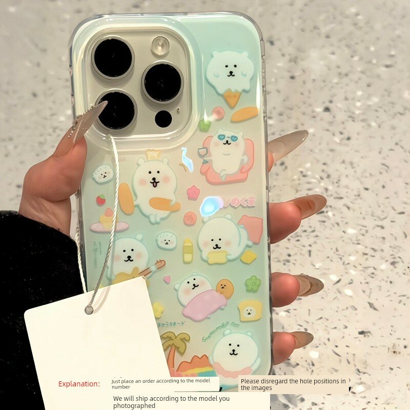 Чехол для iPhone 17 Pro с большим отверстием, покрытие IMD, рисунок гитариста-самоироничного медведя, одинарный чехол