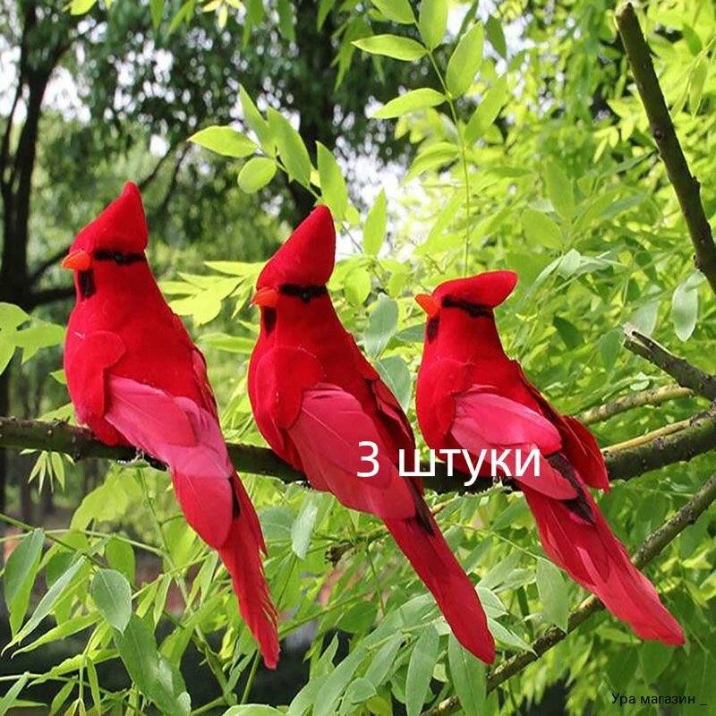 Имитация птицы красная, пенопласт с перьями, декор сада и дома