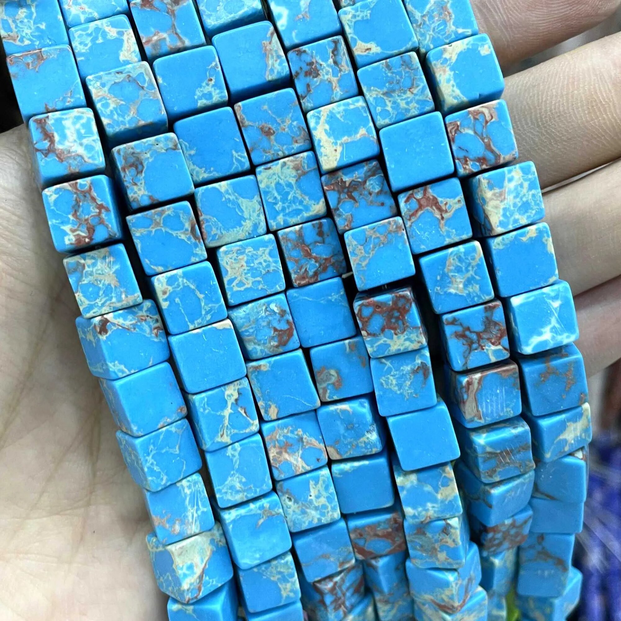 Натуральные бусины SYSRXLR 8 мм, синий Blue lake Emperor