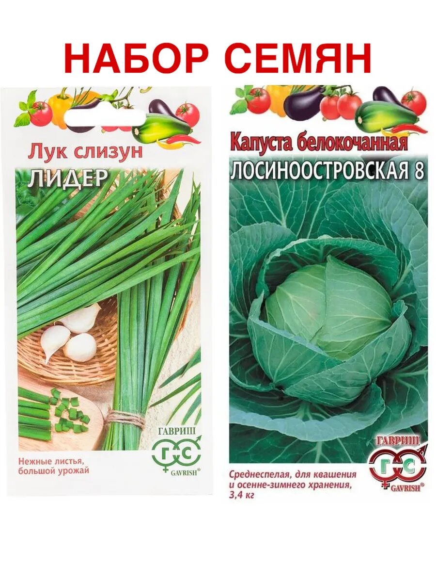 Набор семян Лук Лидер 0.5г и капуста Лосиноостровская 8 0.5г