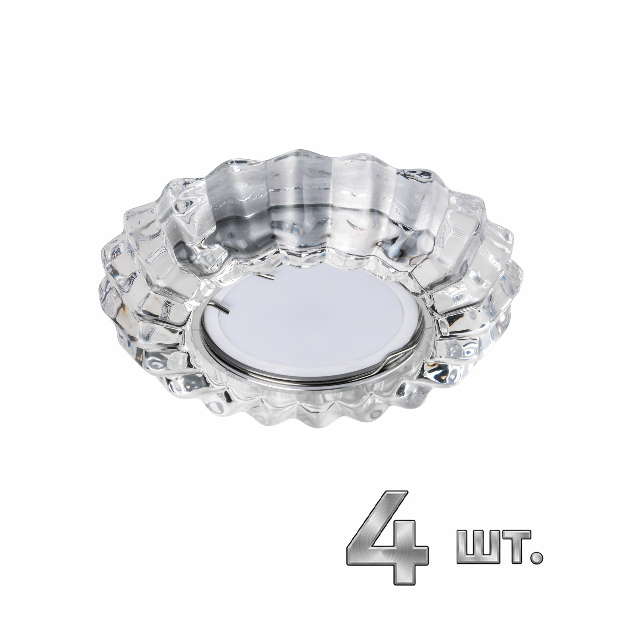 Светильник потолочный стеклянный встраиваемый G5.3 Lightstar SOLO RAY 002120, круглый, прозрачный, хром, комплект 4 шт.