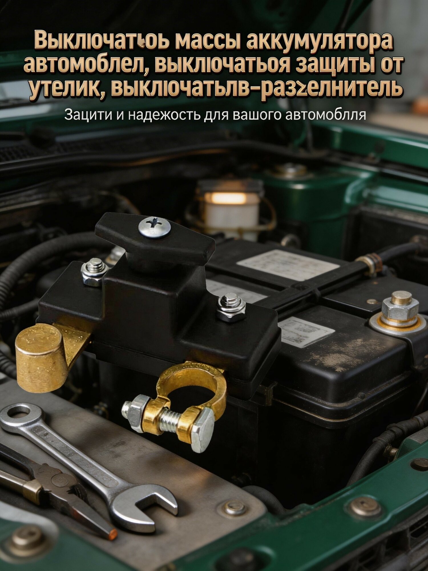 Выключатель массы аккумулятора автомобиля, разъединитель с защитой от утечки для 12 В и 24 В систем, чистая медь, номинал 100 А, универсальный
