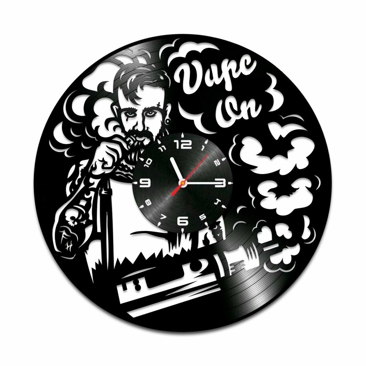 Часы из виниловой пластинки (c) VinylLab Vape On, диаметр 30 см