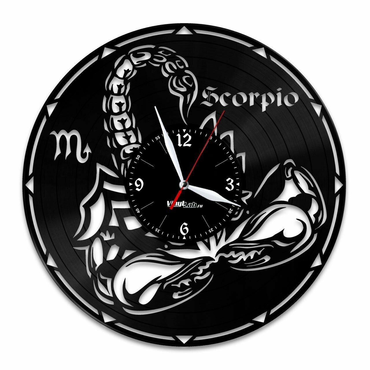 Часы из виниловой пластинки (c) VinylLab Знак зодиака «Скорпион»